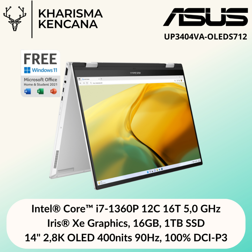 Jual ZENBOOK 14 FLIP OLED UP3404VA OLEDS712 i7-1360P 16GB 1TB 14" 2,8K ...