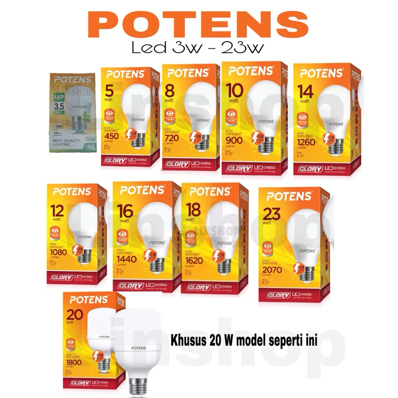 Jual POTENS LAMPU LED BULB 3,5 Watt, 5 Watt, 8 Watt, 10 Watt, 12 Watt ...