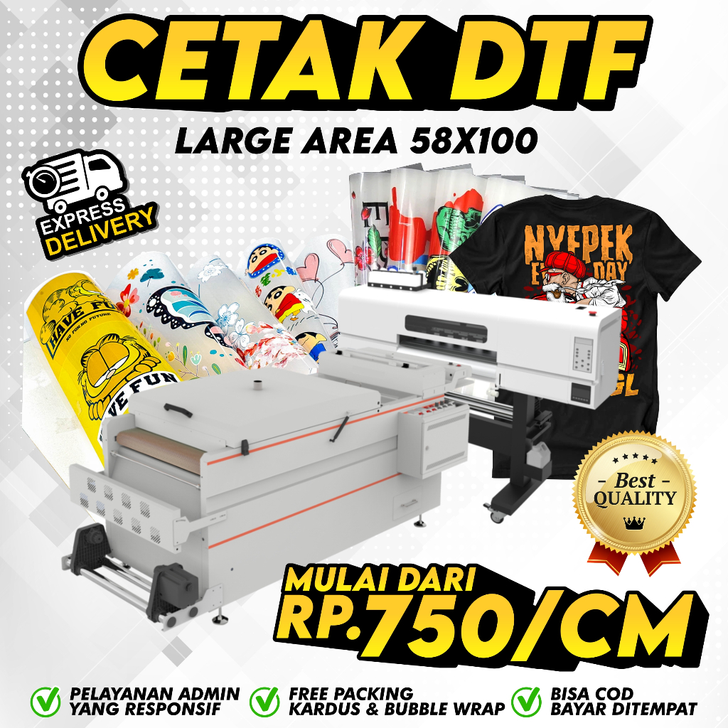 Jual Jasa Cetak Print DTF Sablon Custom Meteran 58 x 100 cm | Shopee Indonesia