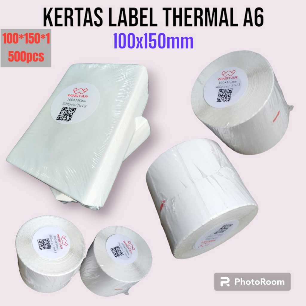 Jual LABEL STICKER THERMAL KERTAS THERMAL 100X150mm BARCODE 100X150 A6 | Shopee Indonesia