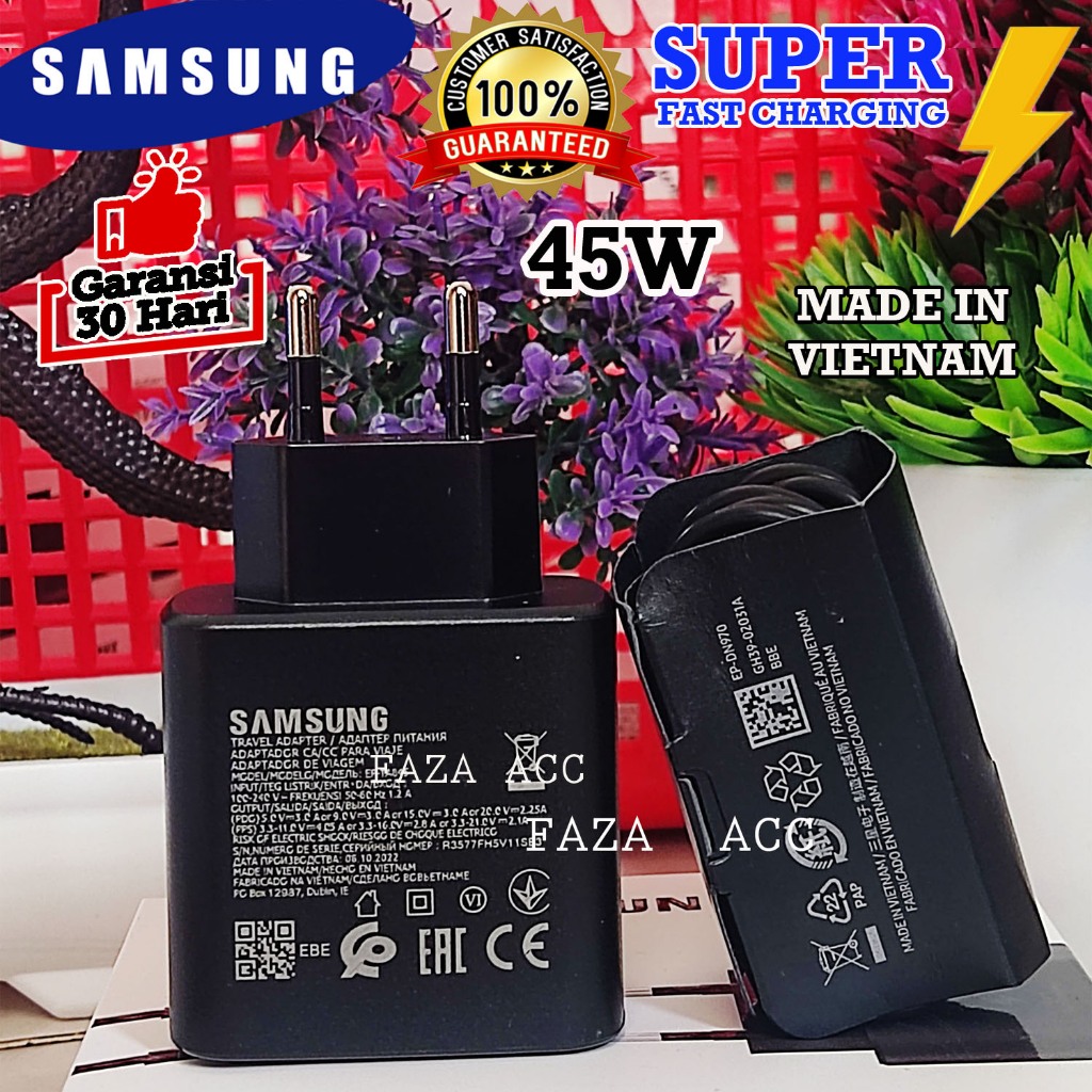 Jual CHARGER SAMSUNG ORIGINAL 100% 45 WATT ASLI ORI SUPER FAST CHARGING ...