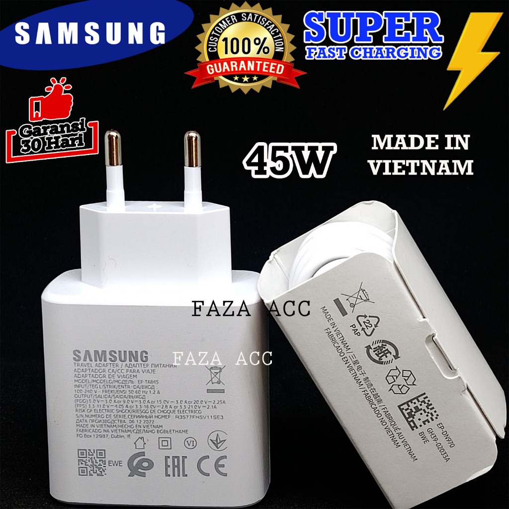 Jual CHARGER SAMSUNG ORIGINAL 100% 45 WATT ASLI ORI SUPER FAST CHARGING ...