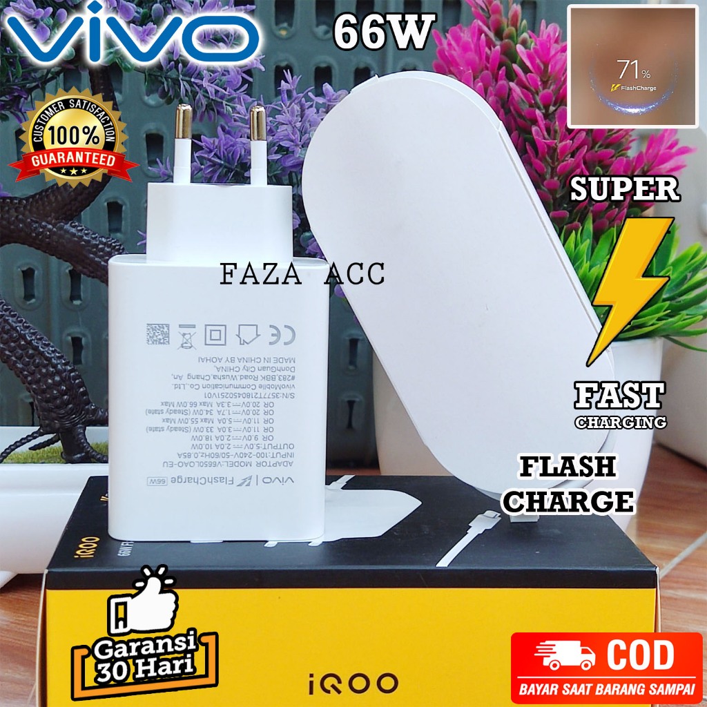 Jual CHARGER VIVO 66 WATT FLASH CHARGE IQOO V25 V27 PRO SUPER FAST ...