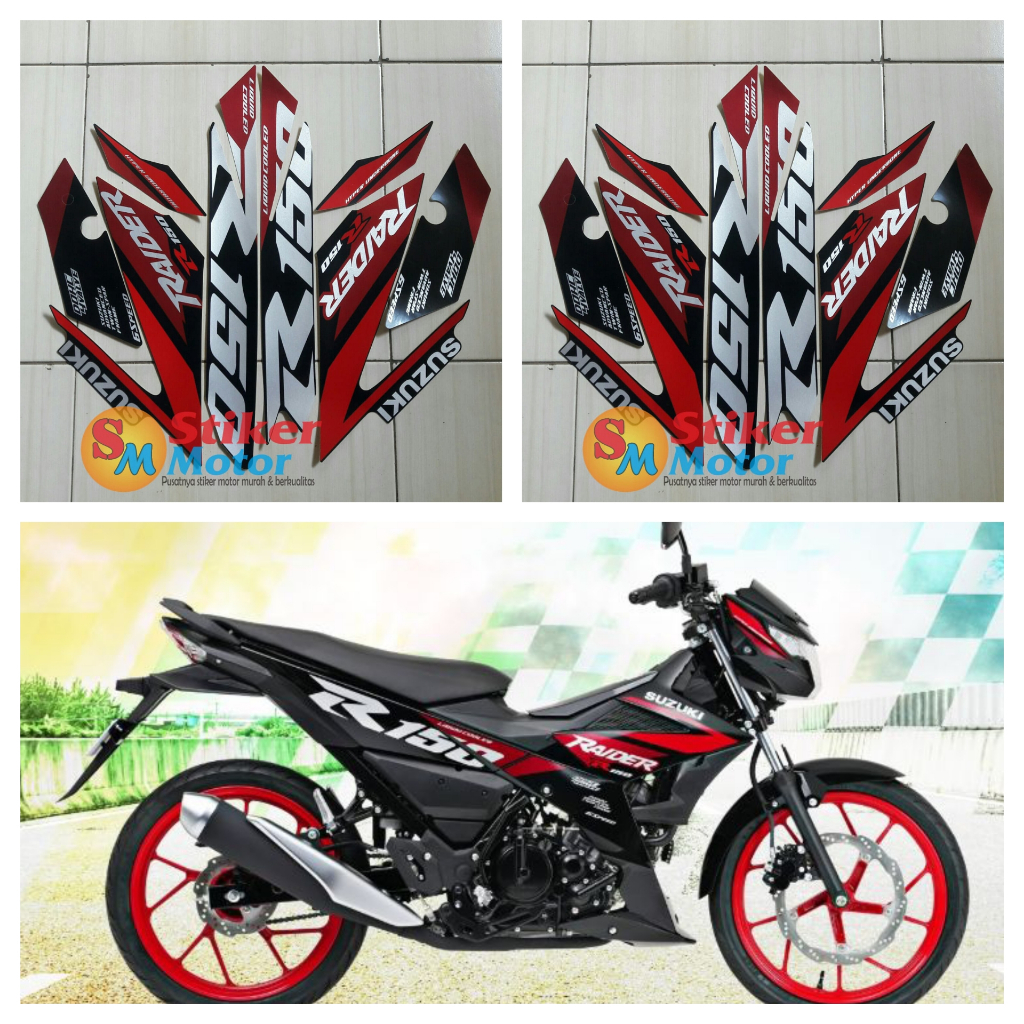 Jual STICKER STRIPING BODY MOTOR RAIDER 150R 2024 SE FULL HITAM-MERAH ...