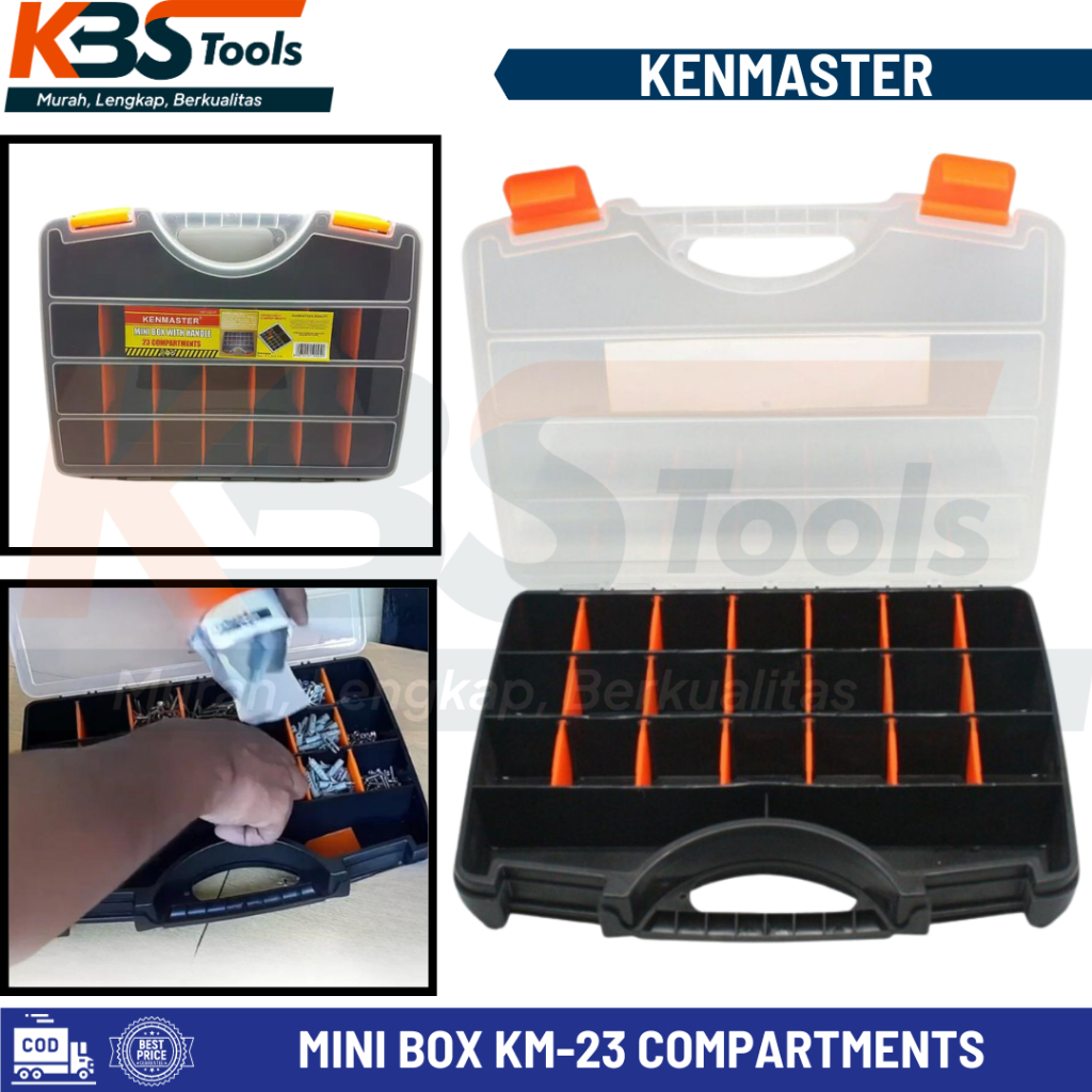 Jual Tool Box Mini Kotak Tempat Komponen Mur Baut 23 Sekat Kenmaster ...