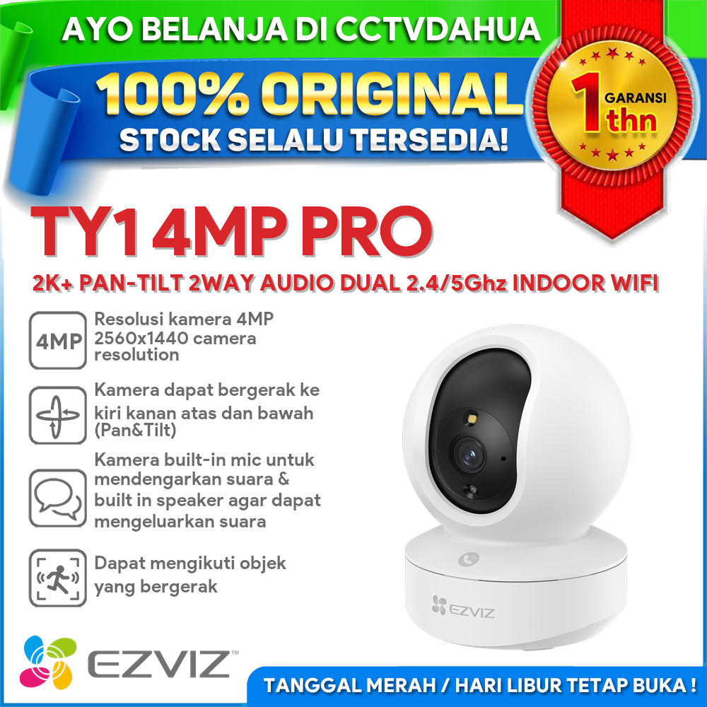 Jual EZVIZ TY1 4MP PRO 2K+ PAN-TILT 2WAY AUDIO DUAL 2.4/5GHZ INDOOR ...