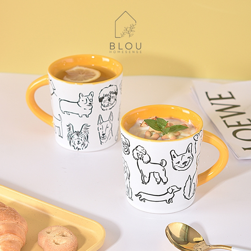 Jual Blou Gelas Mug Keramik Bunga Monochrome Hitam Putih Aesthetic Unik ...