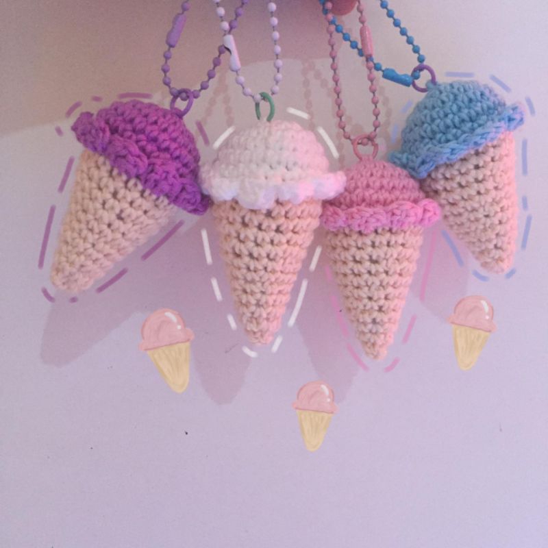 Jual Ice Cream keychain amigurumi - gantungan kunci rajut | Shopee ...