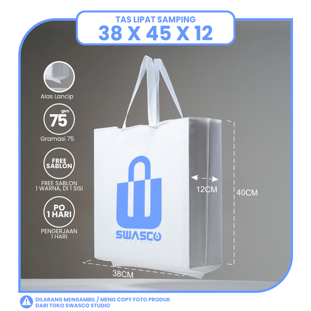 Jual TAS SPUNBOND LIPAT SAMPING 38X45 (SABLON COSTOM) UNTUK TAS ...