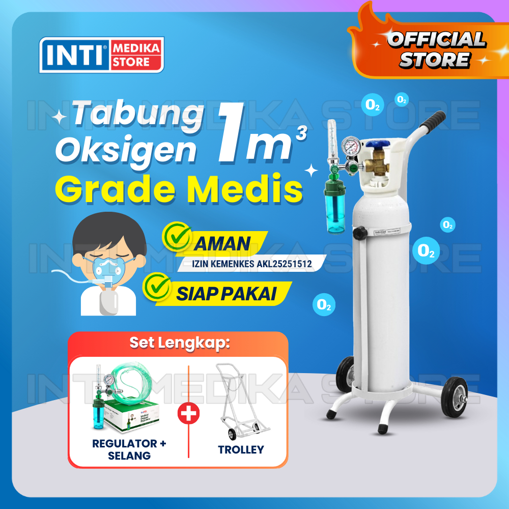 Jual Tabung Oksigen Set 1m3 (+ Trolley + Regulator ) | Tabung Oxygen | Shopee Indonesia