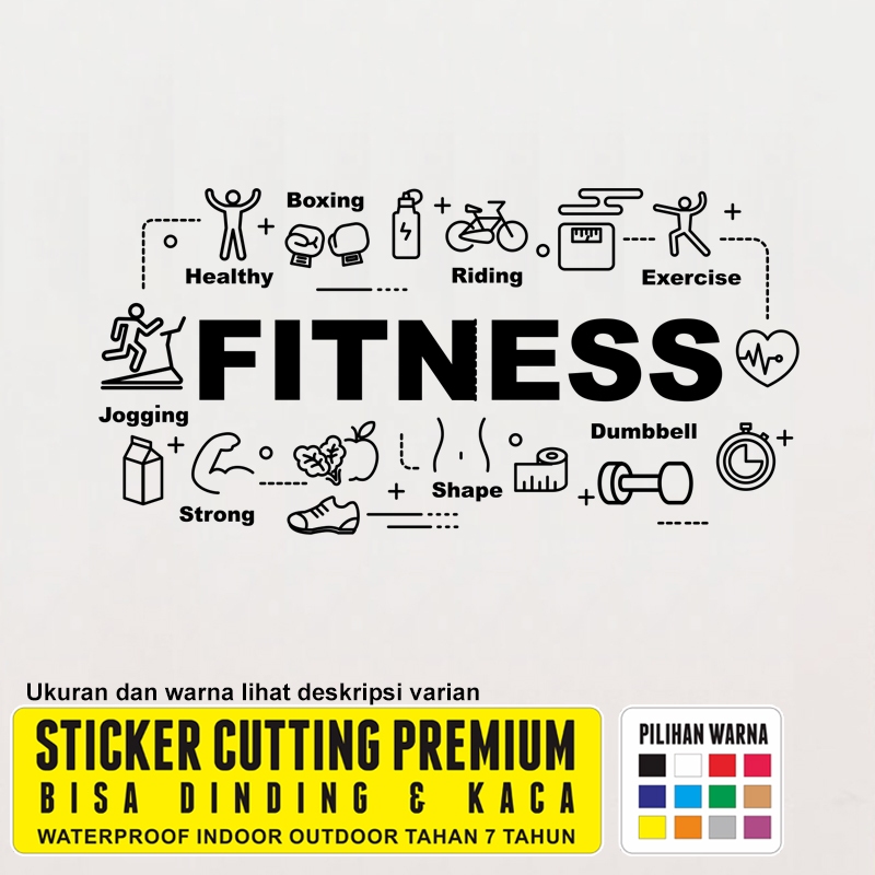 Jual Stiker Gym Fitness Sport Olahraga Dinding Kaca Cutting Sticker ...
