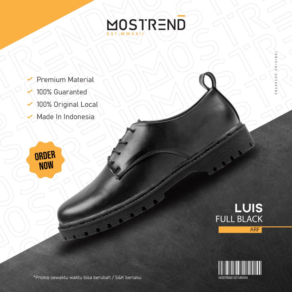 Jual Mostrend x ARF Luis Full Black Sepatu Docmart Pria Hitam Formal ...