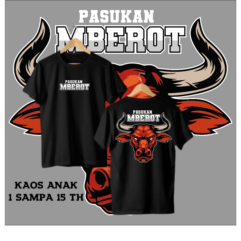 Jual kaos bantengan mberot anak kaos bantengan anak cewek cowok 1 ...