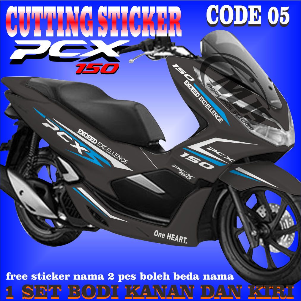 Jual cutting sticker custom honda pcx 150 code body hitam 2 warna ...
