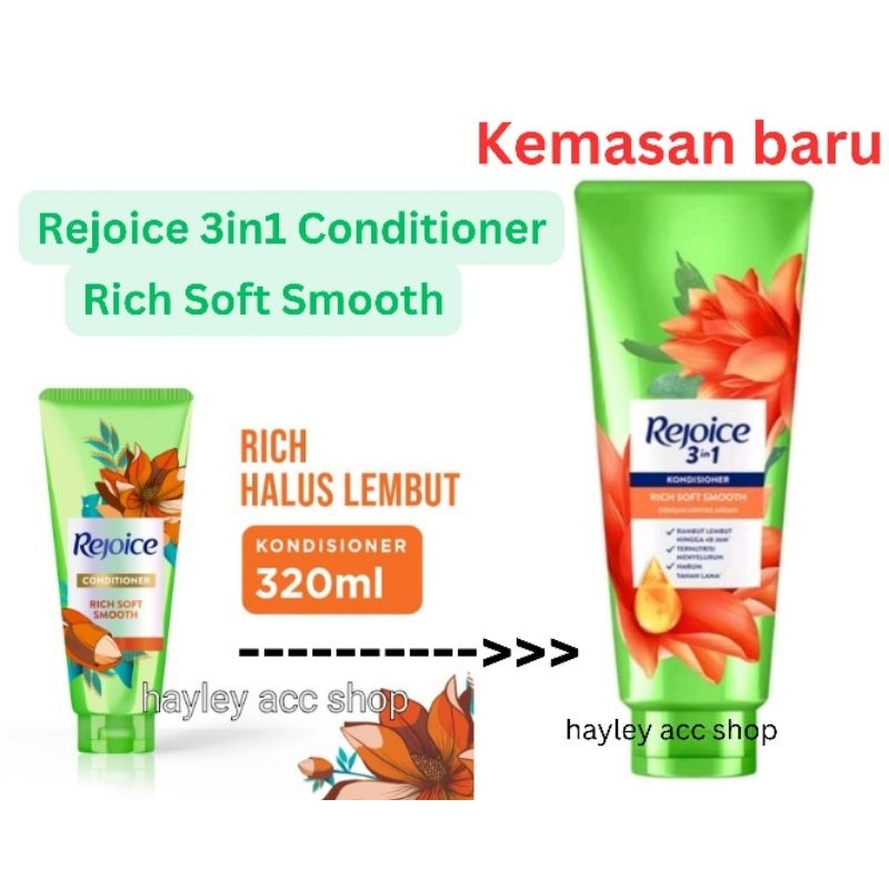 Jual Rejoice Conditioner 3in1 Rich Soft Smooth Halus Lembut 320ml P&G | Shopee Indonesia