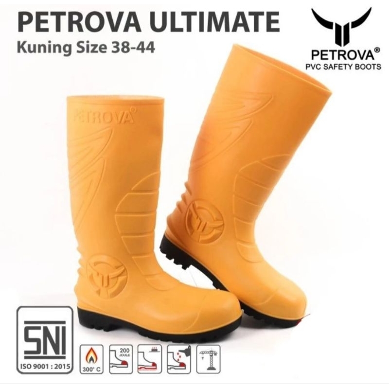 Jual PETROVA Sepatu Boot Safety Petrova PVC ULTIMATE Safety Kuning ...