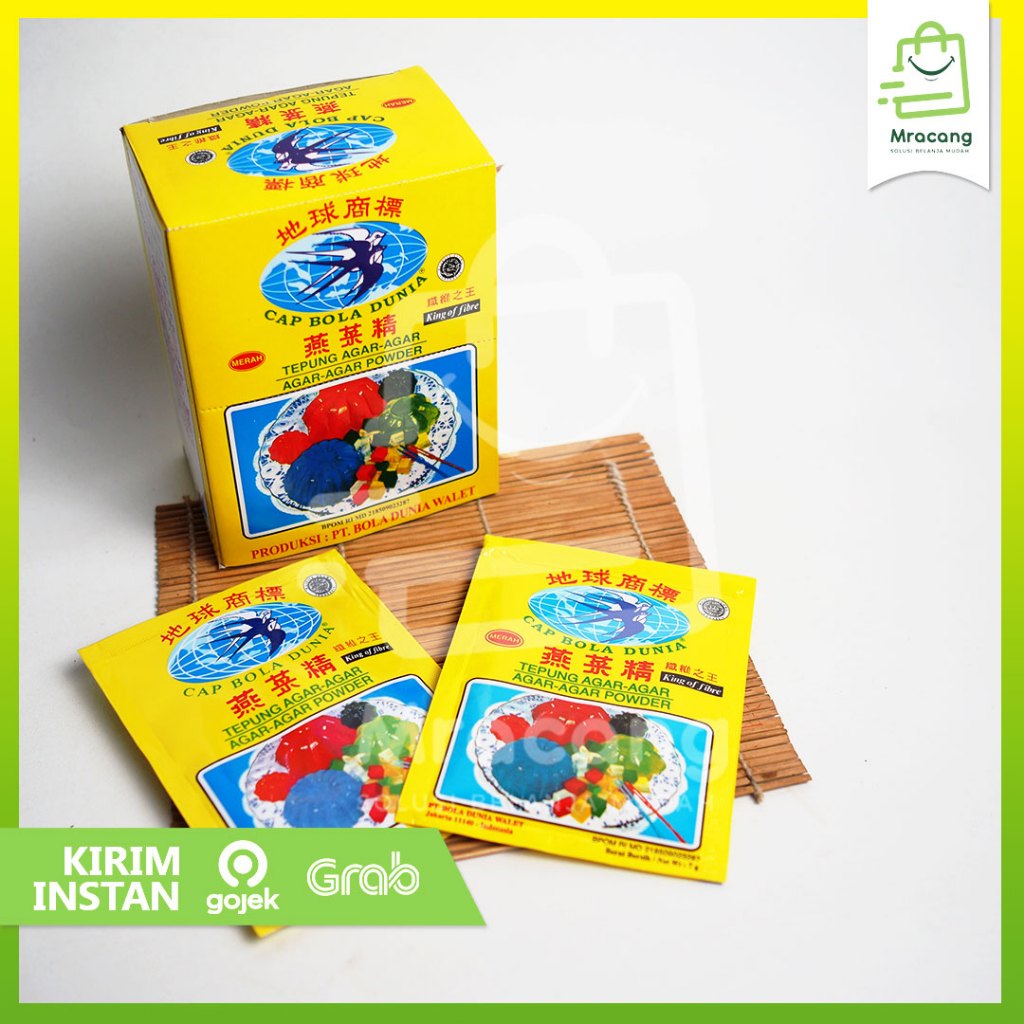 Jual Agar Agar Cap Bola Dunia / Tepung Agar 7gram | Shopee Indonesia