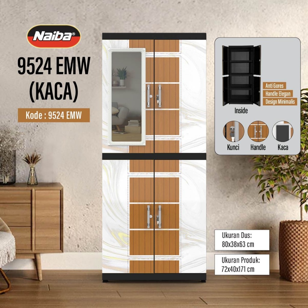 Jual NAIBA - Lemari Pakaian Plastik Fit Mirror dan Non Mirror ...