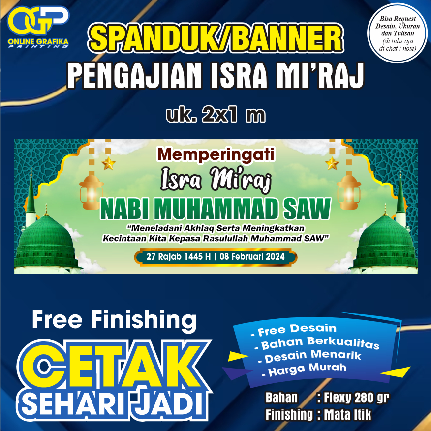 Jual Banner / Spanduk Peringatan Isra Miraj Nabi Muhammad SAW 2024/1445 ...