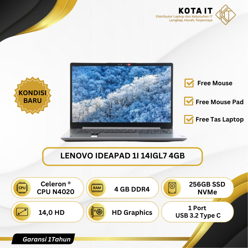 Jual LAPTOP BARU! Lenovo Ideapad 1i 14IGL7 with Intel Celeron N4020 RAM ...