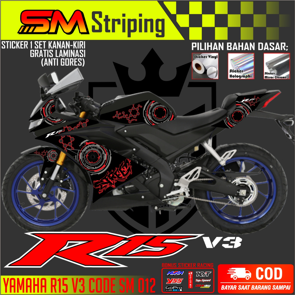 Jual STRIPING VARIASI YAMAHA R15 V3 / Striping R15 V3 Variasi / MOTOR YAMAHA R15 V3 / SM 012 ...