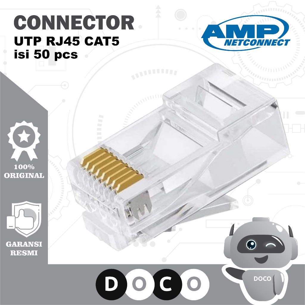 Jual AMP Netconnect Connector LAN RJ45 CAT 5 Konektor Kabel Kepala Jack ...