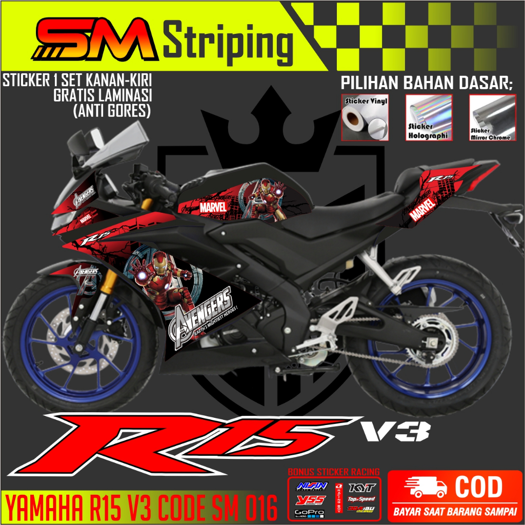 Jual VARIASI Striping R15 V3 STRIPING Sticker YAMAHA R15 V3 DESAIN ...