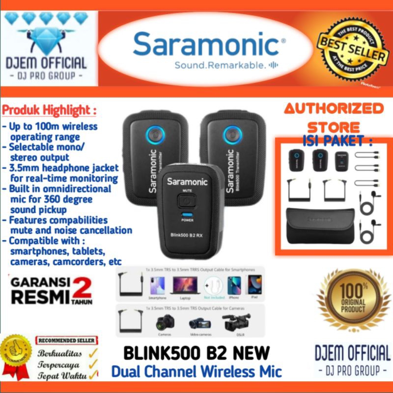 Jual SARAMONIC Blink 500 B2 2.4GHz Dual Channel Wireless Microphone ...