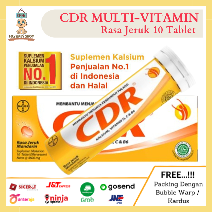 Jual CDR Supplement Multivitamin Kalsium Rasa Jeruk 10 Tablet | Shopee ...
