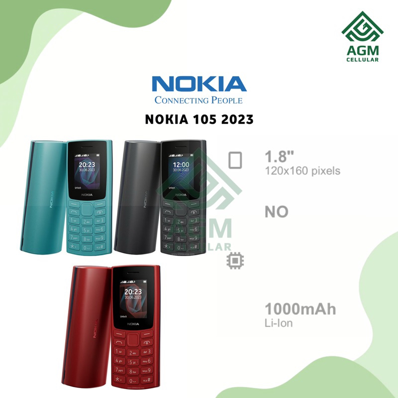 Jual HANDPHONE NOKIA 105 2023 (Charcoal & Cyan) | Shopee Indonesia