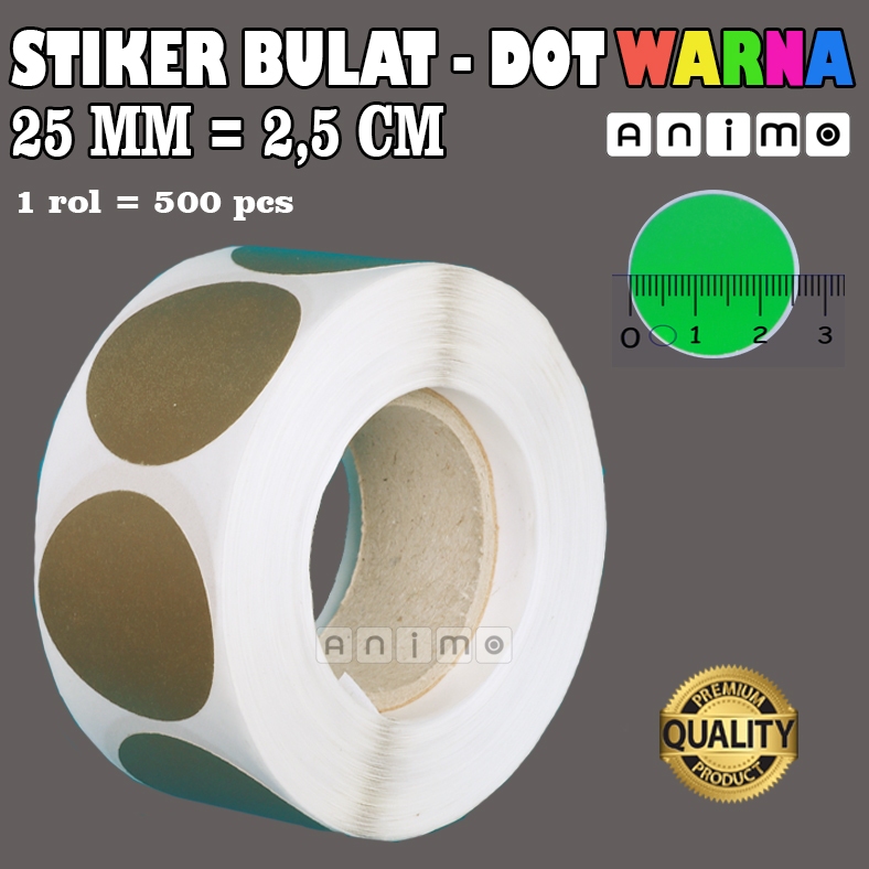 Jual Stiker Bulat Warna - COLOR DOT STICKERS - ROL 25 MM = 2,5 CM ...