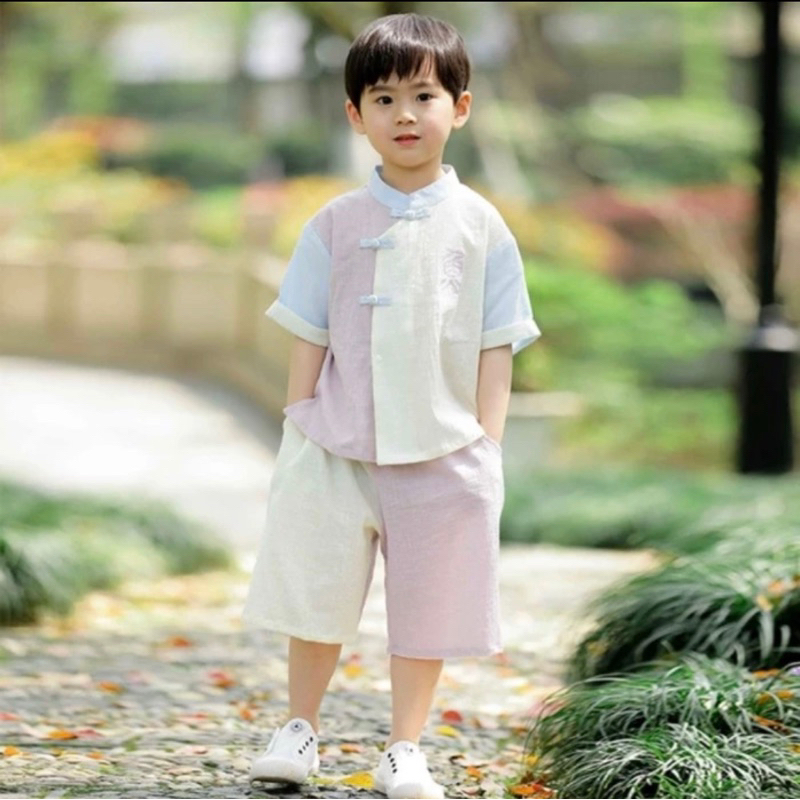 Jual cheongsam macaroon pastel boy set costume | chinese new year ...