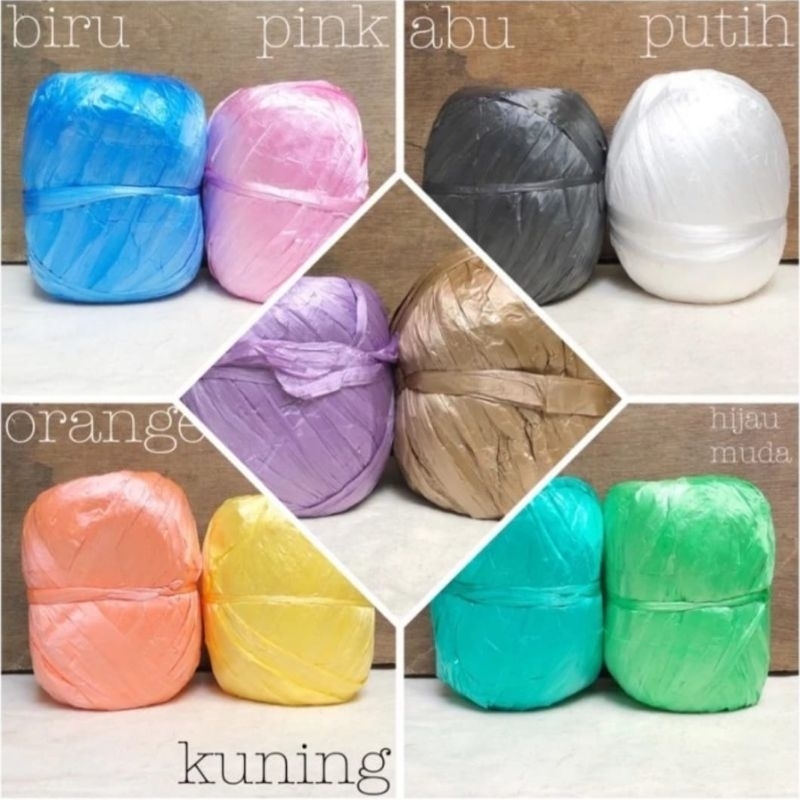 Jual tali halus YARN Warna Warni/Tali Rafia Rajut/ Tali Rafia Lembut ...
