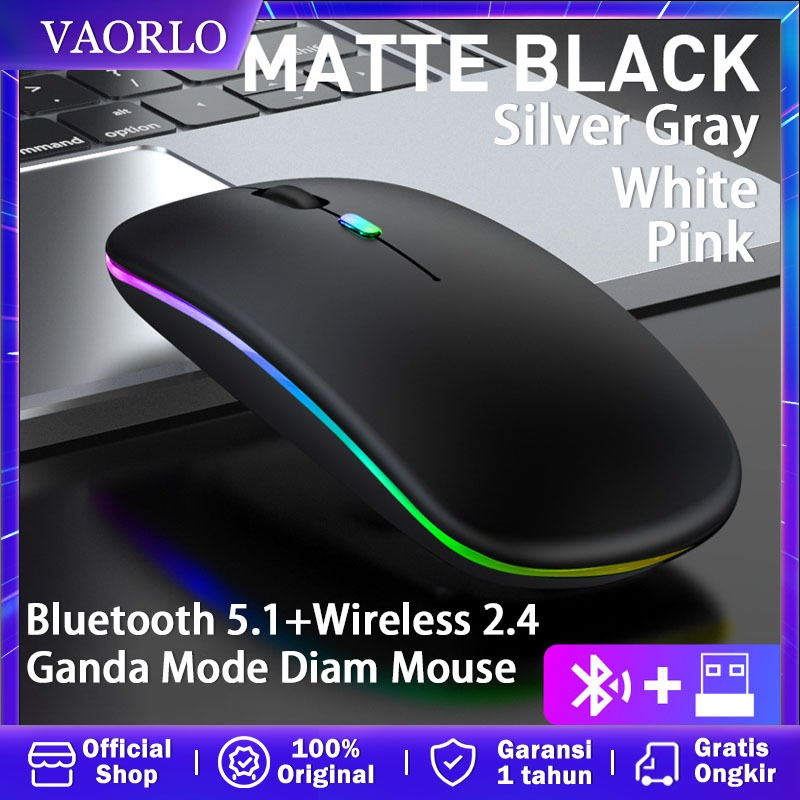 Jual Wireless Mouse Bluetooth 5.1 Rechargeable Silent Click Slim 1600 ...