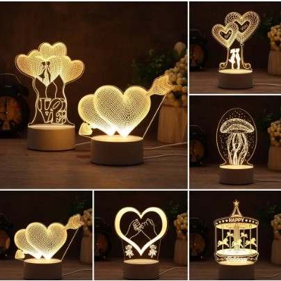 Jual Tricolor Lamp 3D Led Lampu Tidur Lampu Tidur Acrylic Lampu Kamar ...