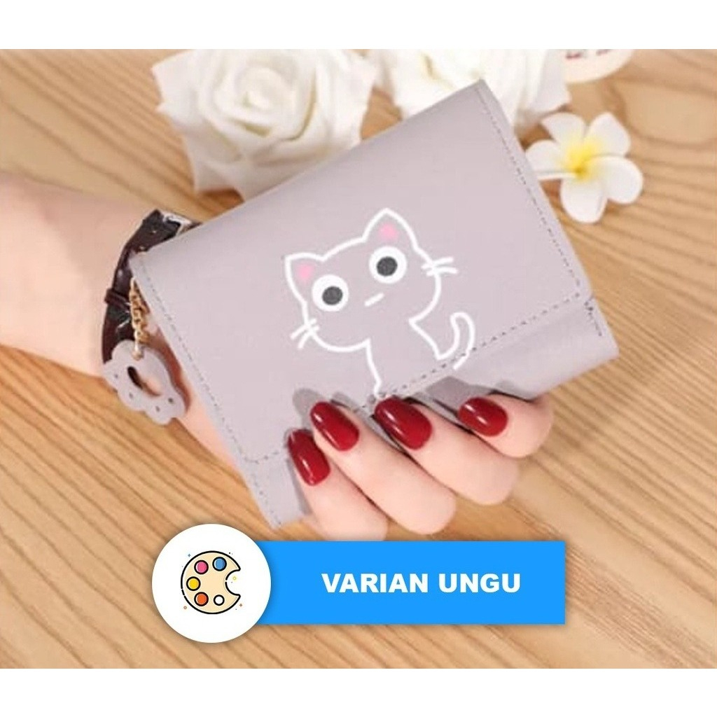 Jual ATS Dompet Lipat Wanita Motif Kucing Lucu Dompet Wanita cute cod ...