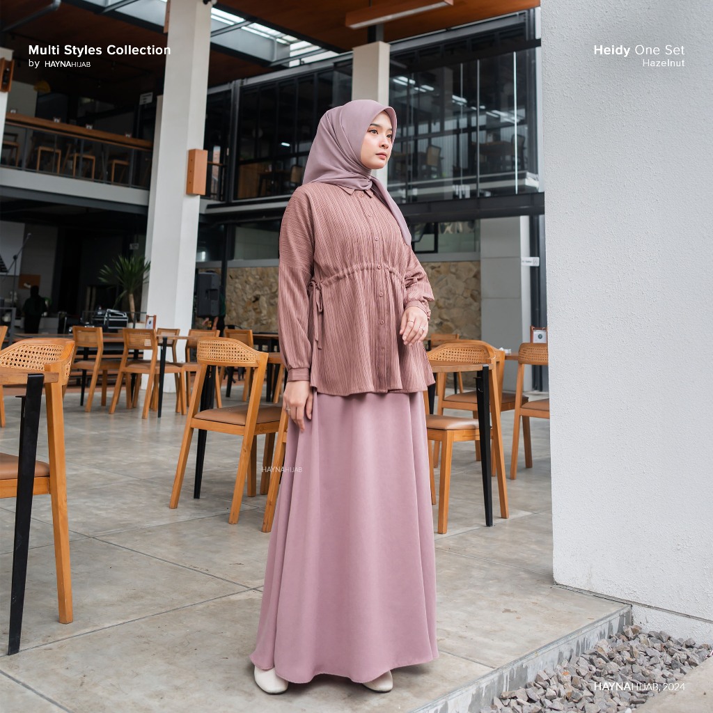 Jual HAYNA Heidy One Set 2 in 1 Style Dress (Hazelnut) - Daily Dress ...