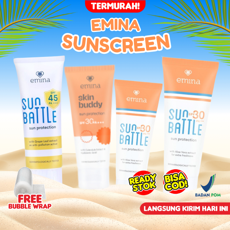 Jual Emina Sun Protection Sun Battle SPF30 PA+++ Tabir Surya Sun Block ...