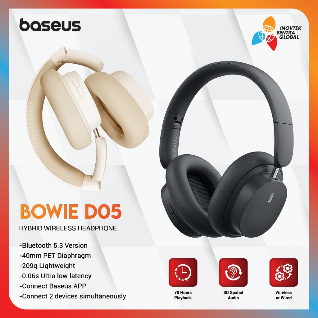 Jual Baseus D05 Bowie Wireless Bluetooth Headphones Hedset | Shopee ...