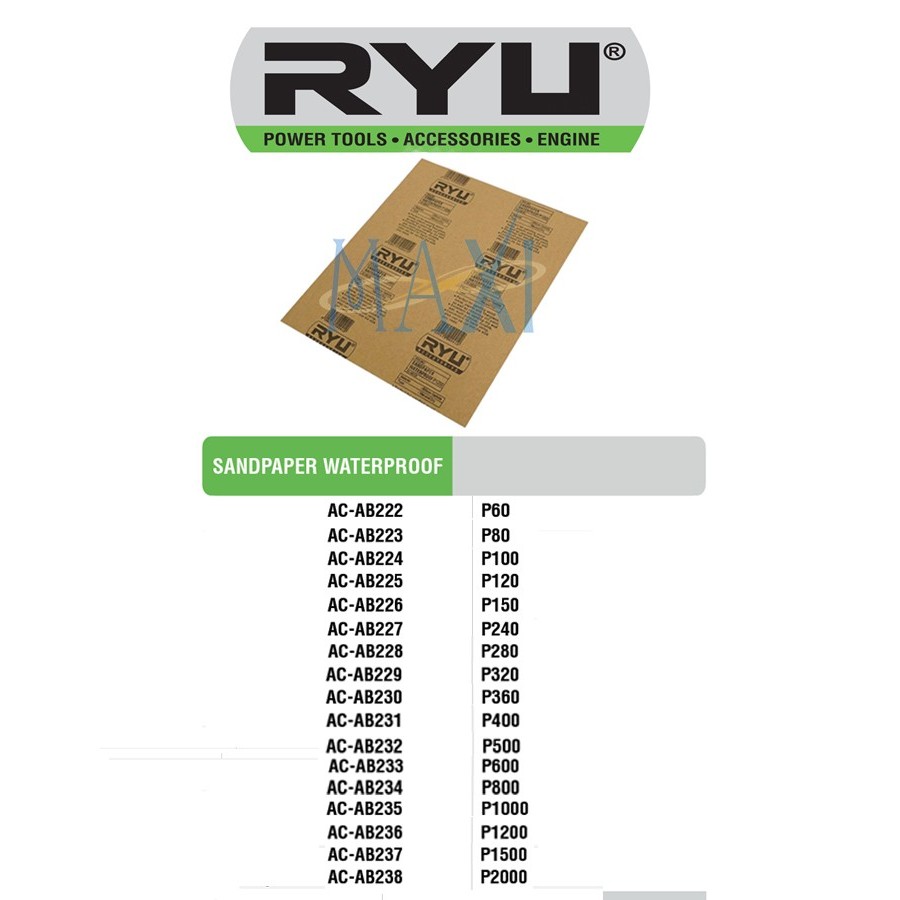Jual RYU Kertas Amplas / Sandpaper 23 x 28 cm, grit P60 - P2000 (lembaran) | Shopee Indonesia