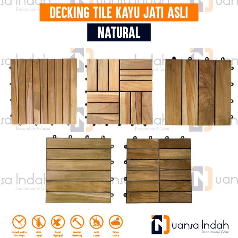 Jual PAKET 1 METER DECKING TILE KAYU JATI ASLI NATURAL | Shopee Indonesia