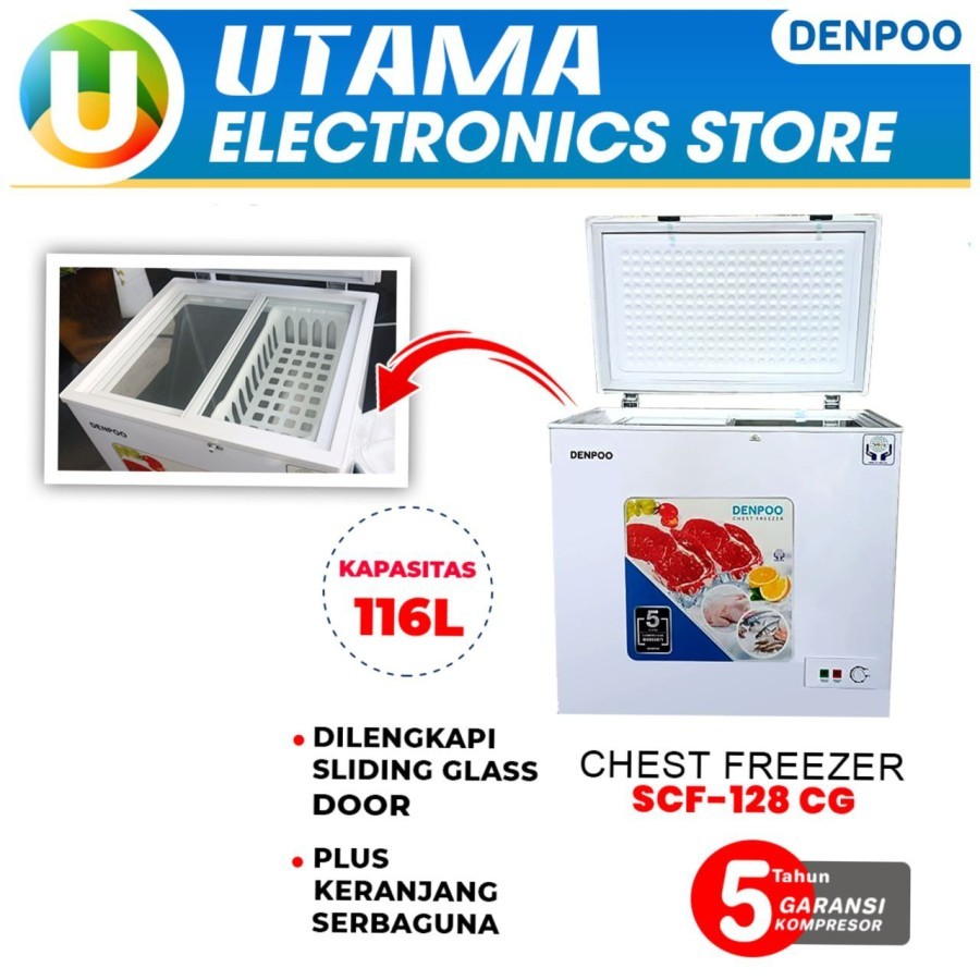 Jual CHEST FREEZER DENPOO SCF-128 CG 116 LITER | Shopee Indonesia