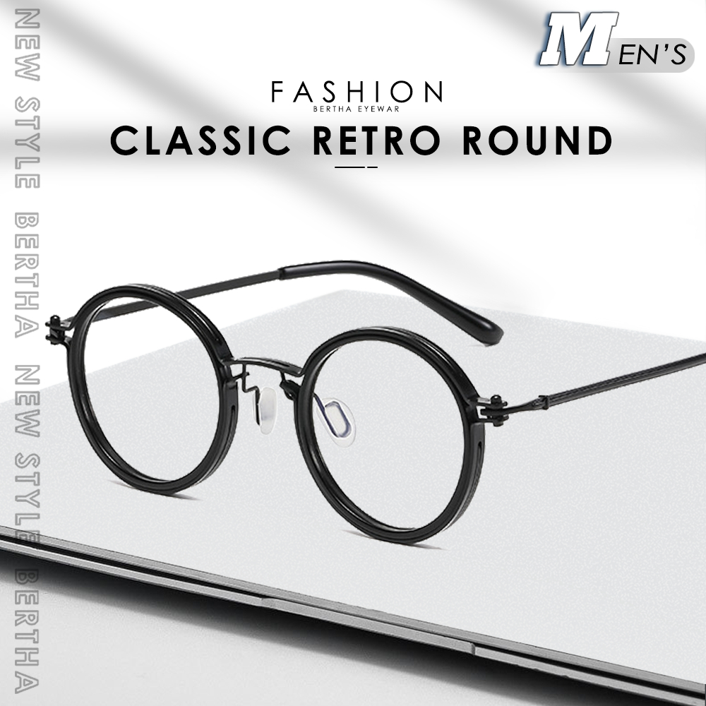 Jual BERTHA Kacamata Frame Antiradiasi blueray Model Bulat keren Trendi Alloy Tr Vintage style ...