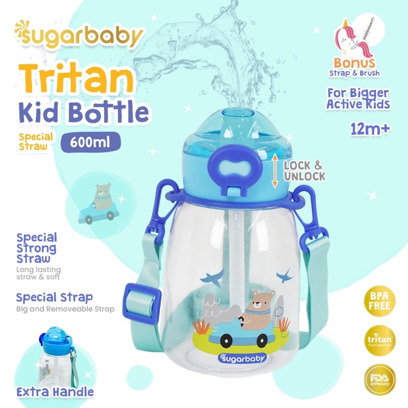 Jual SUGARBABY Tritan Kid Bottle Special Straw 600ml | Sugar baby Botol ...
