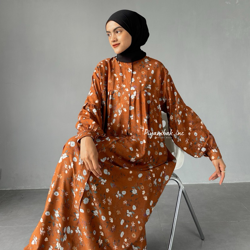 Jual GAMIS SAMARA Rayon Salur Lengan Balon | Shopee Indonesia