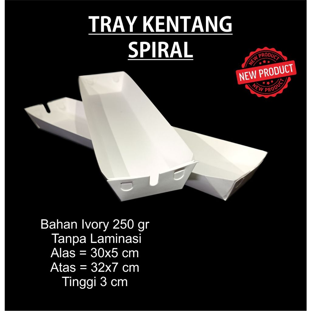 Jual paper tray long potato, kentang spiral ivory putih 30 cm | Shopee ...