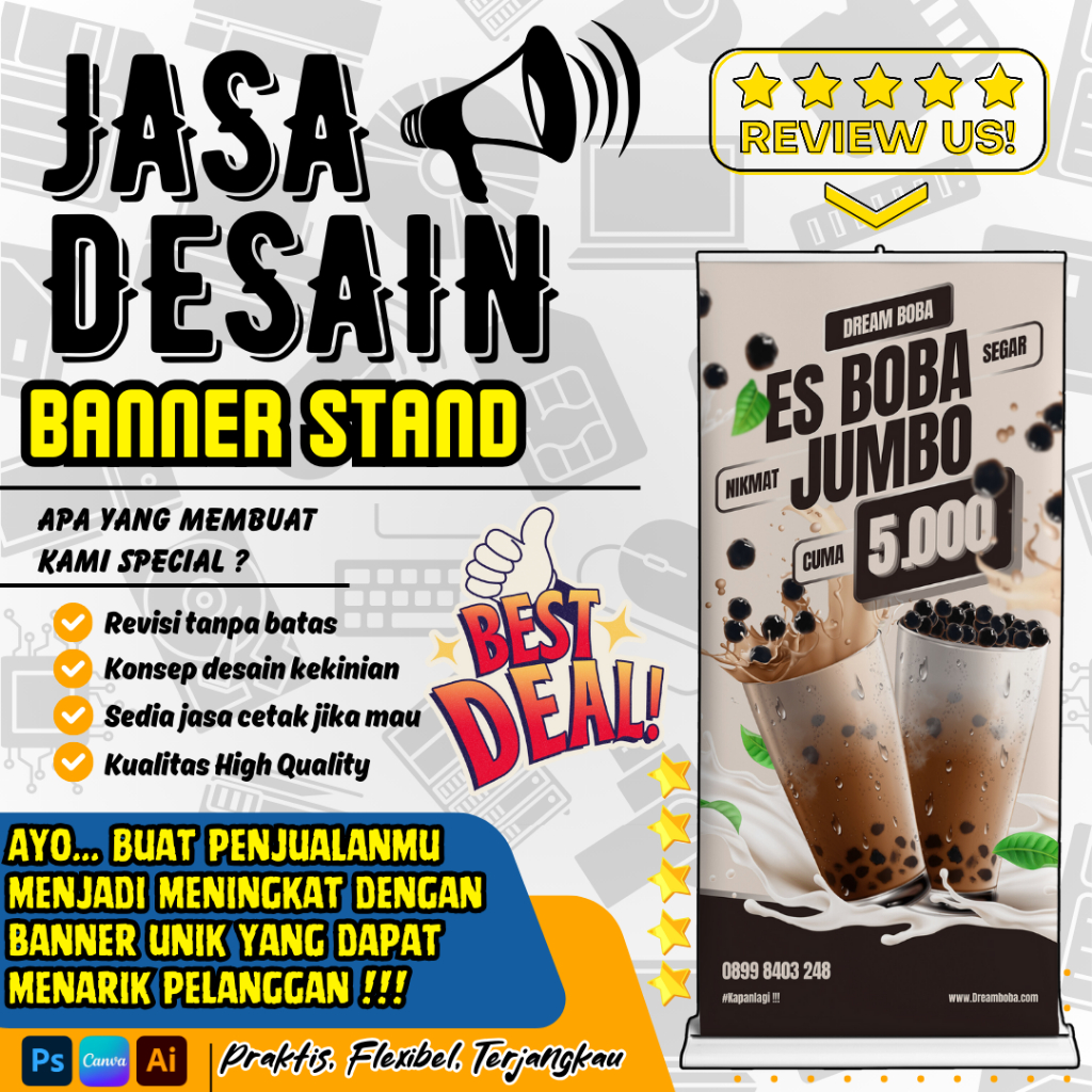 Jual JASA DESAIN BANNER STAND KONSEP MODERN KEKINIAN | FREE MOCKUP ...