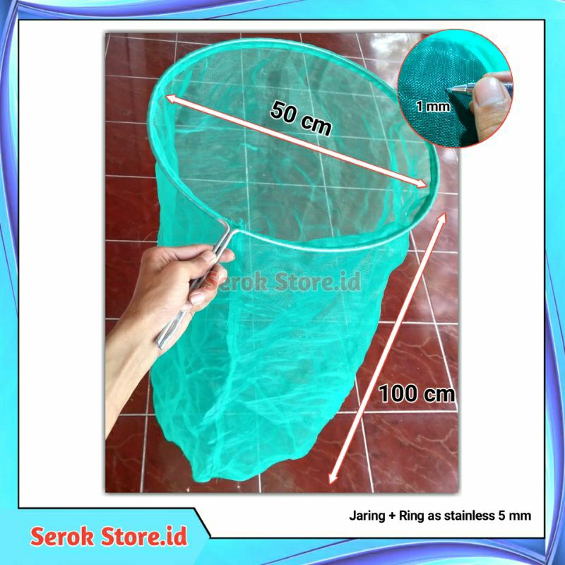 Jual jaring serok udang dan rebon / ring as stainless diameter 50 cm ...