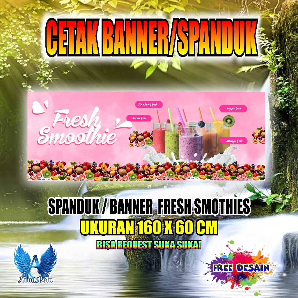 Jual Cetak Banner Cetak Spanduk FRESH SMOOTHIES STRAWBERRY UKURAN 160X60 CM BISA REQUEST ...