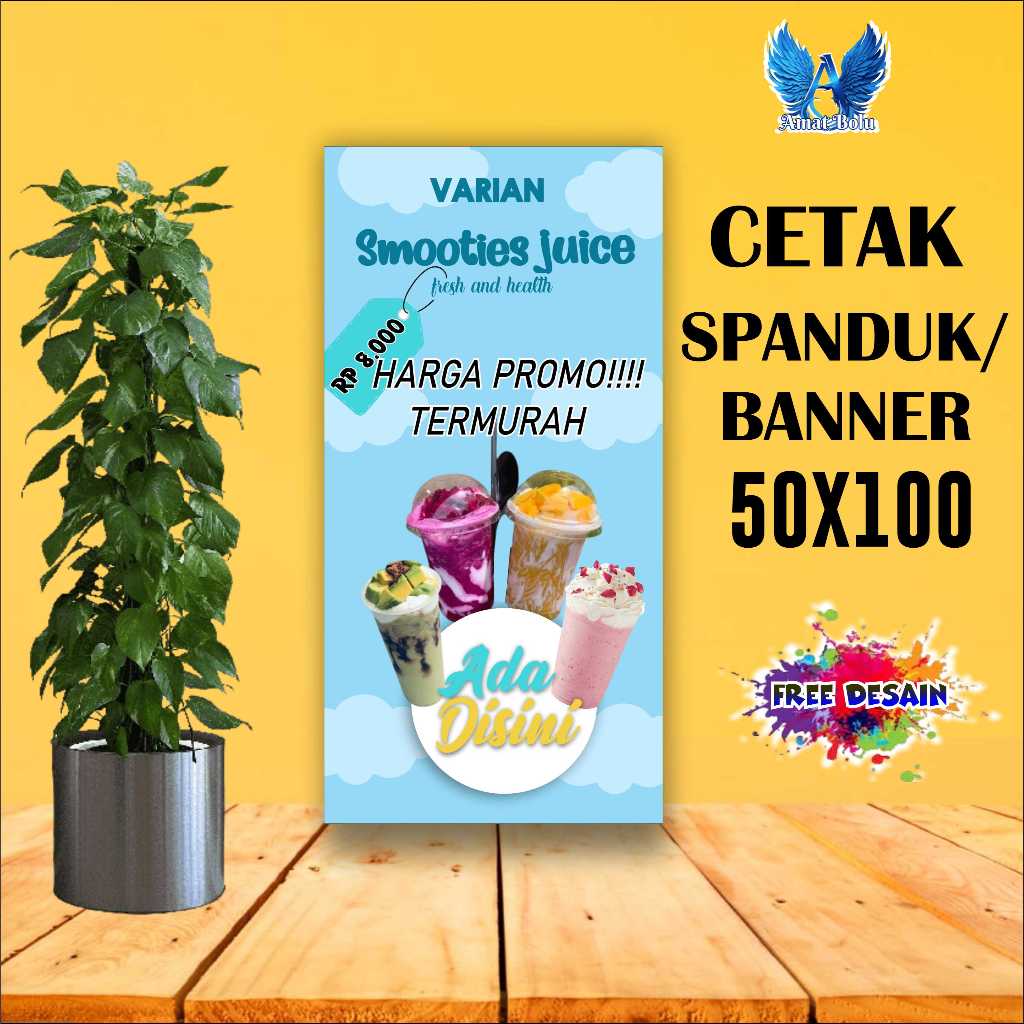 Jual Cetak Banner Cetak Spanduk VARIAN SMOOTHIES JUICE UKURAN 50X100 CM BISA REQUEST | Shopee ...